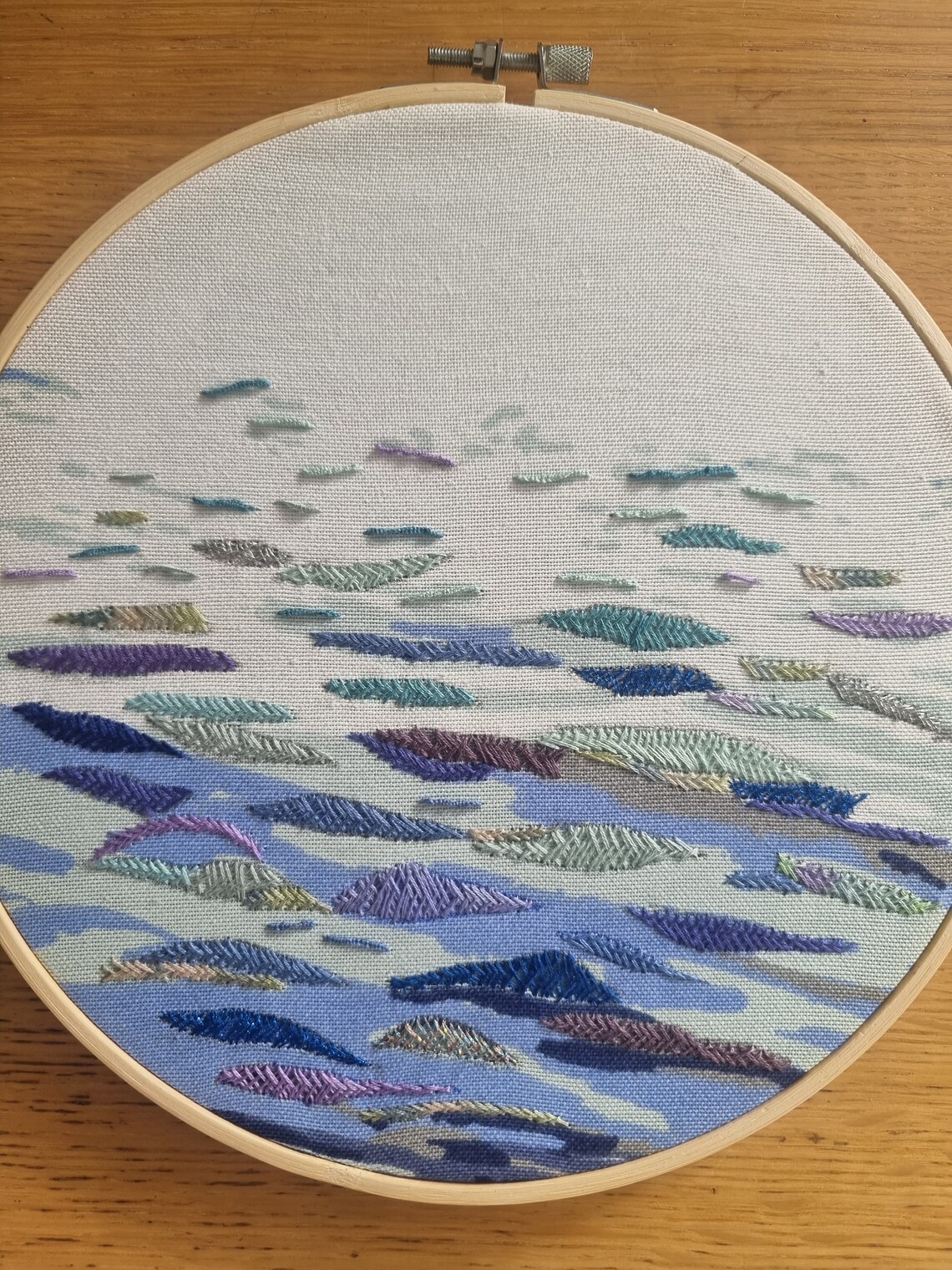 Abstract Hand Embroidery Hoop Art, Ocean Wall Art, Abstract Embroidery ...