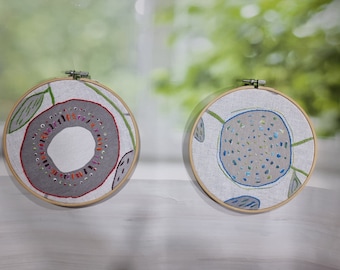 Large Blue Beaded Embroidery Abstract Hoop Art - Etsy