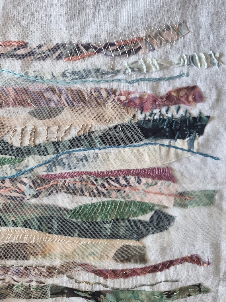Abstract Textile Art, Ribbons Mixed Media Fiber Art, Hand Embroidery ... Abstract Textile Art, Ribbons Mixed Media Fiber Art, Hand Embroidery ...