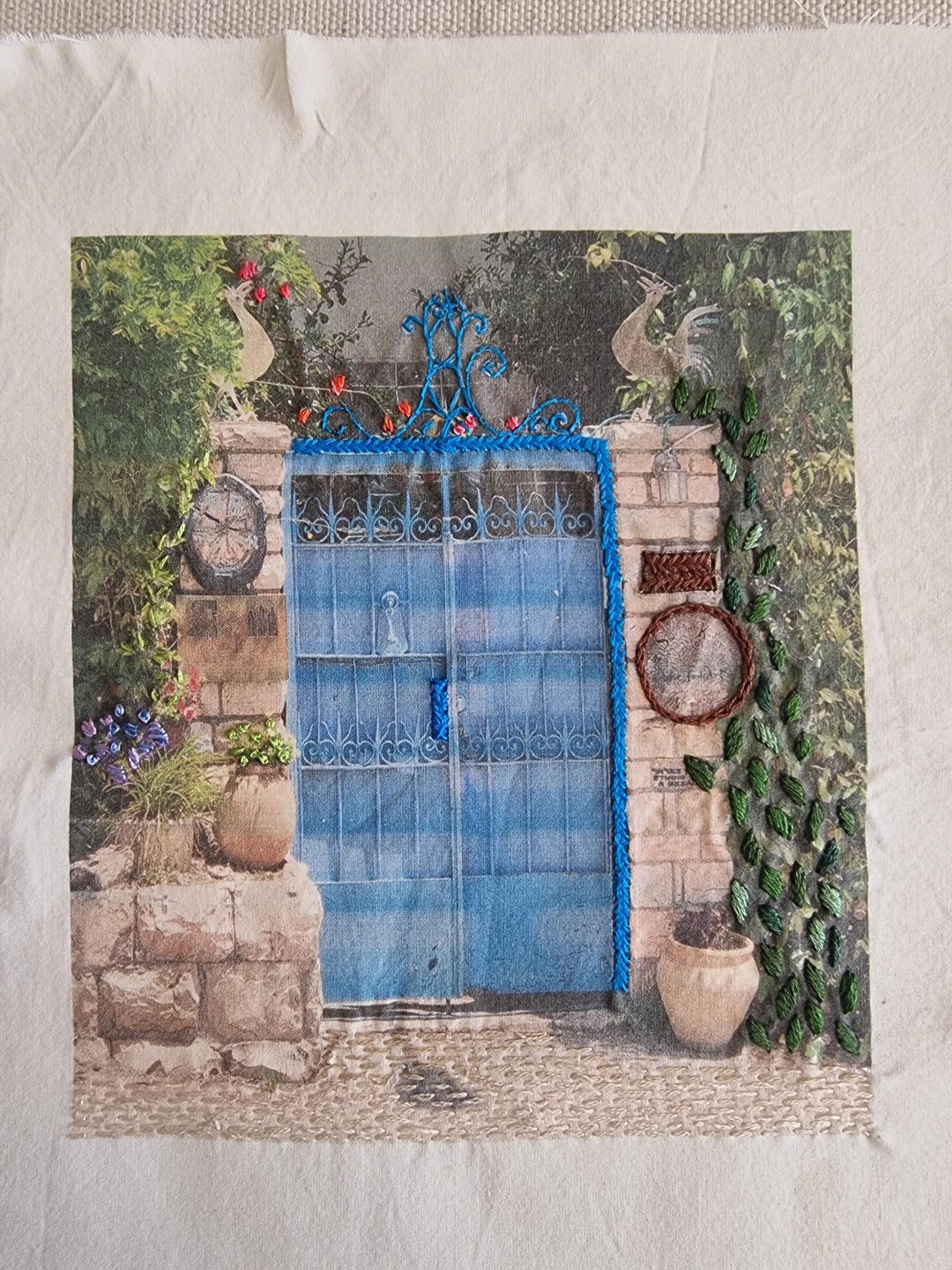 Hand Embroidered Israel Door Wall Hanging: Textile Art Decor - Etsy