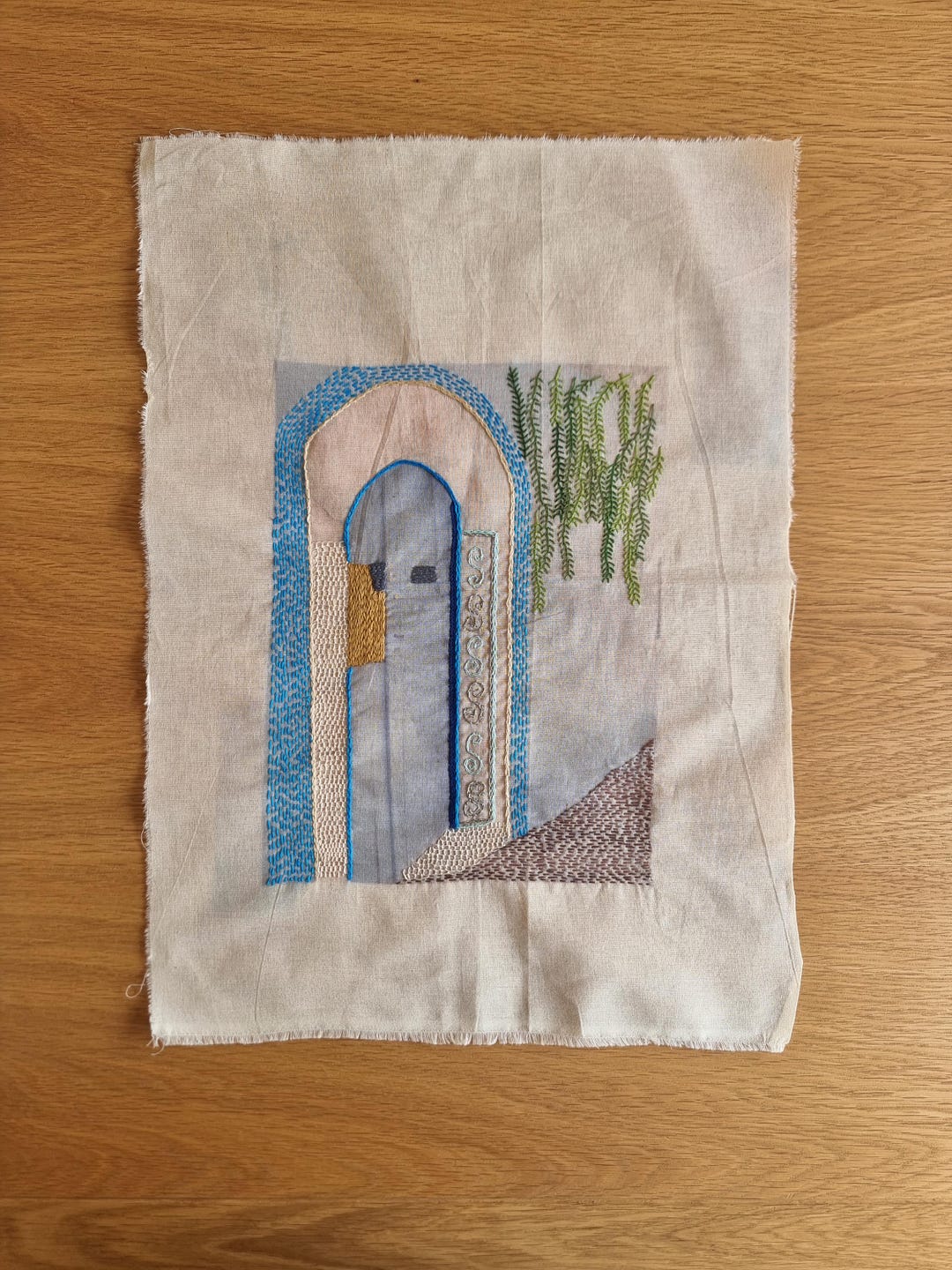 Hand Embroidery Doors and Windows Fiber Art Wall Hanging, Israeli ...
