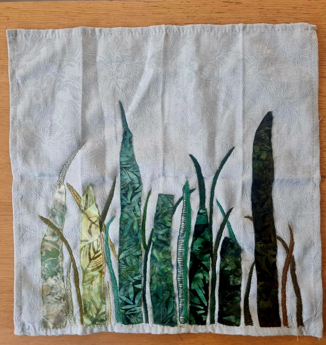 Green Trees Hand Embroidery Textile Art, Landscape Wall Hanging - Etsy