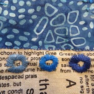 Blue Abstract Hand Embroidery Textile Art Collage - Etsy