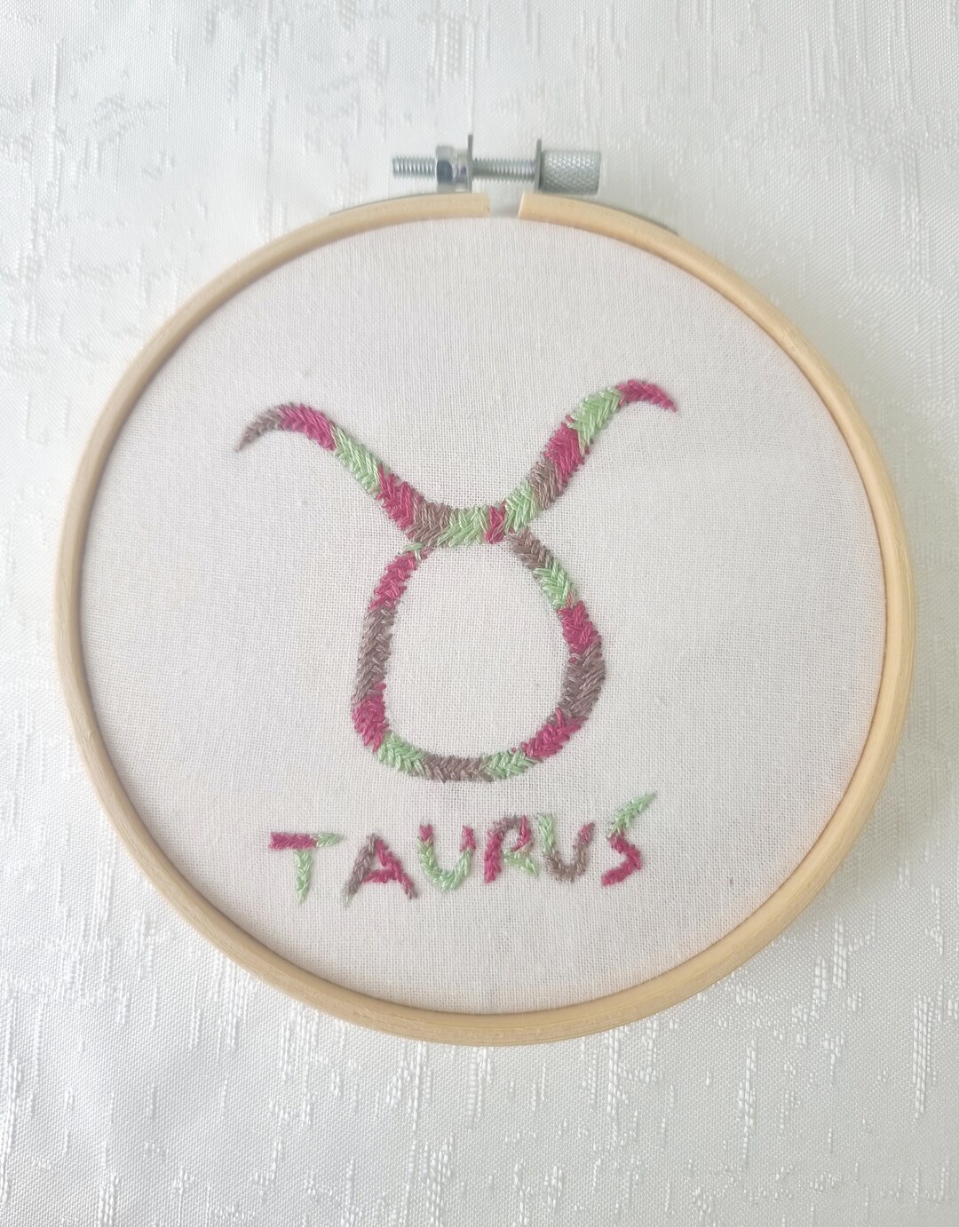 Taurus Zodiac Hand Embroidered Small Hoop Art, Gift for Taurus Birthday ...