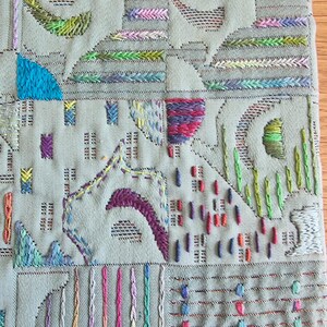 Abstract Textile Art, Colorful Fiber Art, Hand Embroidery Wall Decor ...