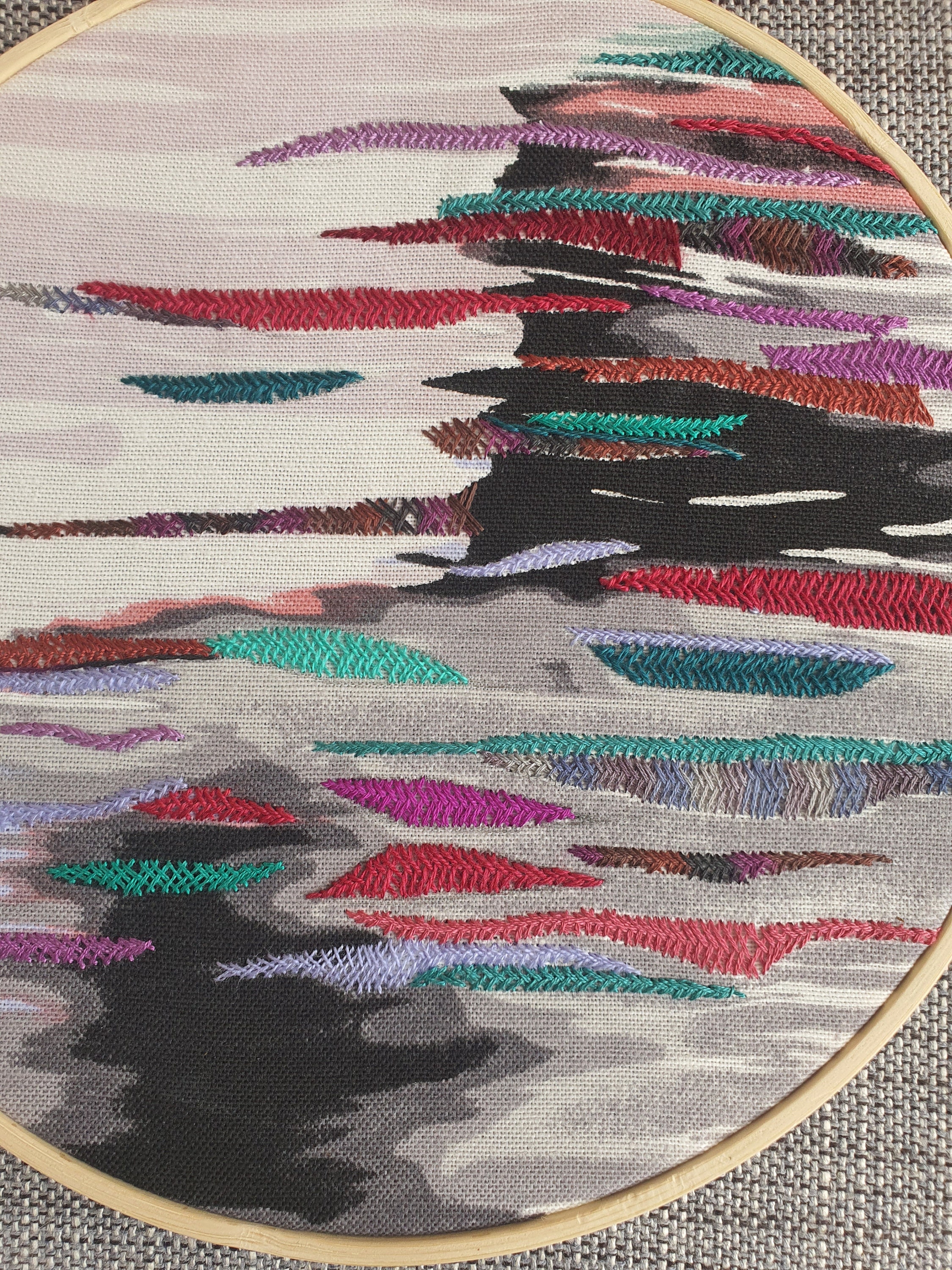 Abstract Waves Hand Embroidered Hoop Art Wall Décor, Handmade Gift for ...