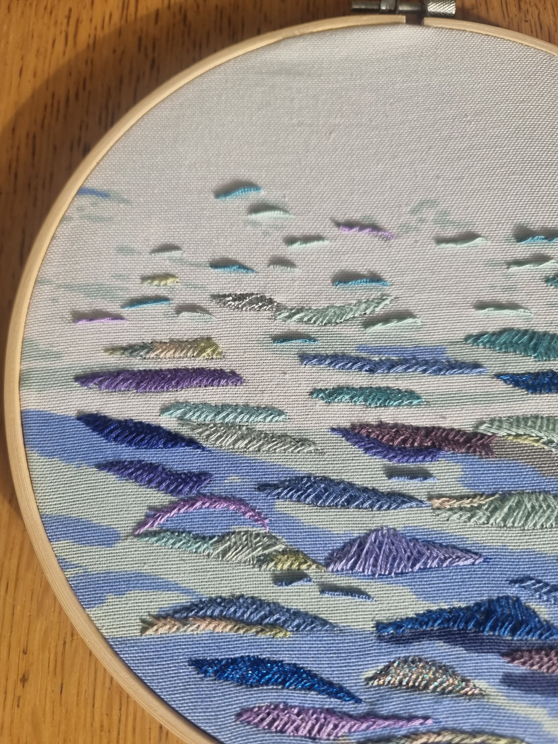 Abstract Hand Embroidery Hoop Art, Ocean Wall Art, Abstract Embroidery ...