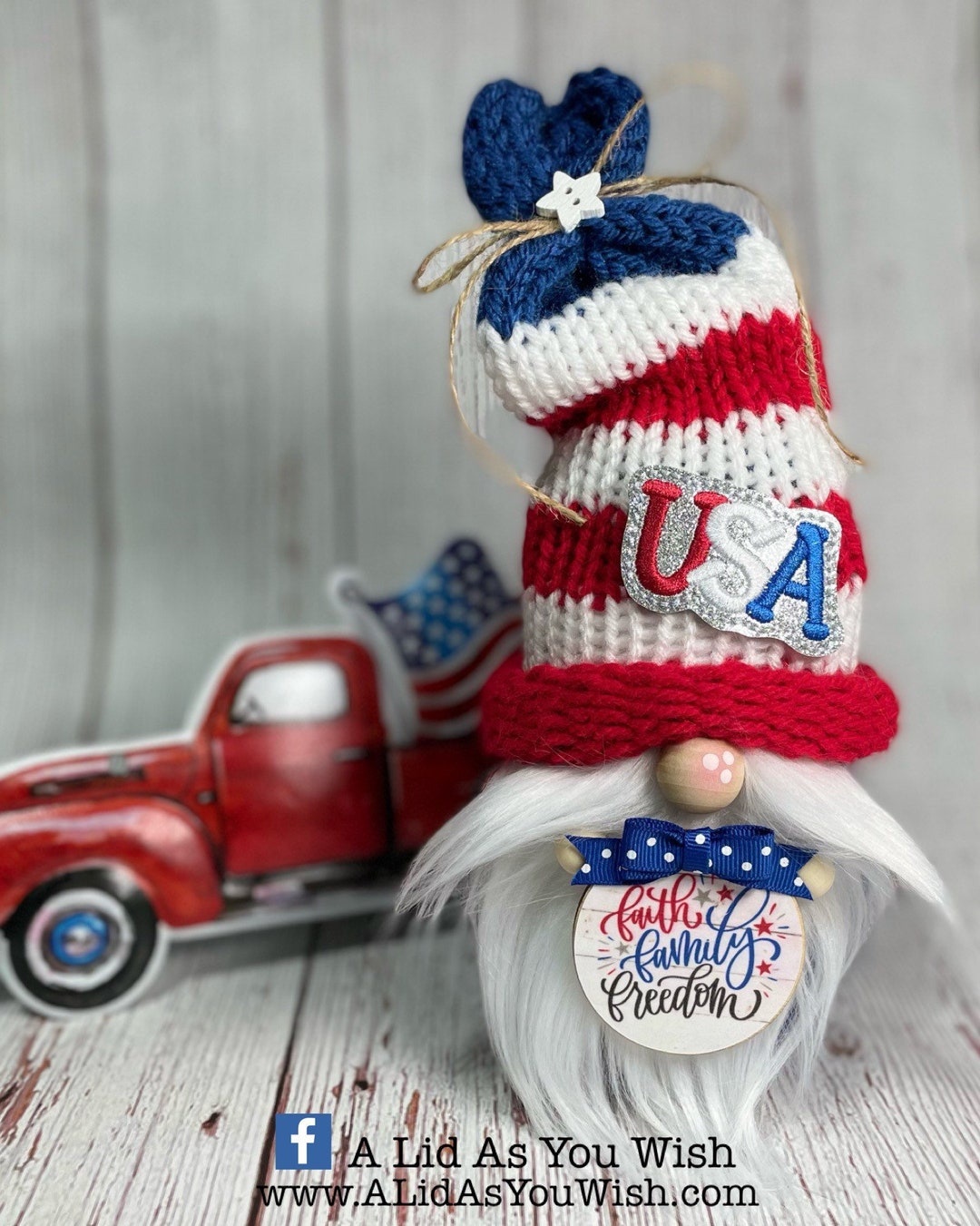 Handcrafted USA Memorial Day July 4th Patriotic Knit Gnome - Etsy