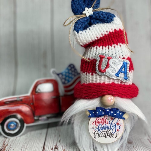 Handcrafted USA Memorial Day July 4th Patriotic Knit Gnome - Etsy