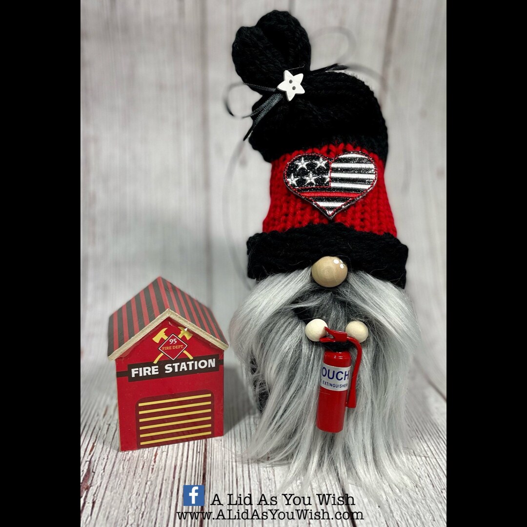 Handcrafted Knit Firefighter Gnome - Etsy