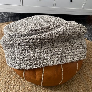 Boucle Ottoman Slipcover, Crochet Round Stool Cover, Custom Made Cotton ...