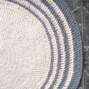 Boucle Round Rug Ivory Neutral Crochet Floor Mat Soft - Etsy