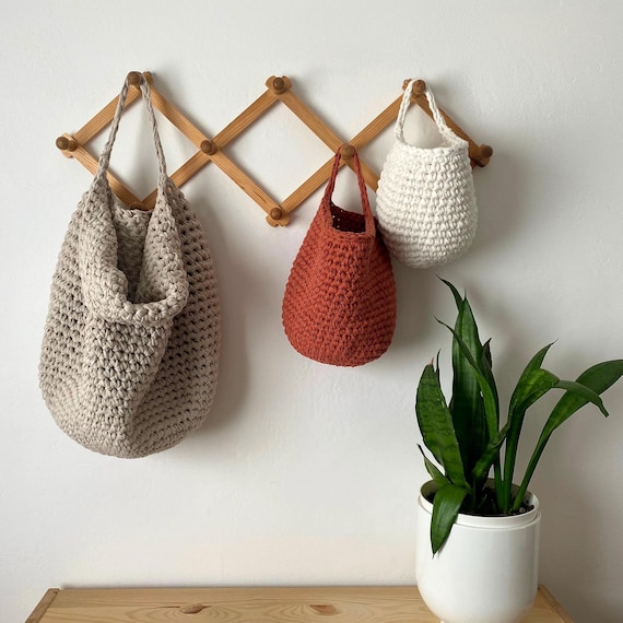 Wall Hanging Basket Crochet Storage Bags Nursery Organizer Toys Storage Eco Friendly Nursery Decor Etsy UK