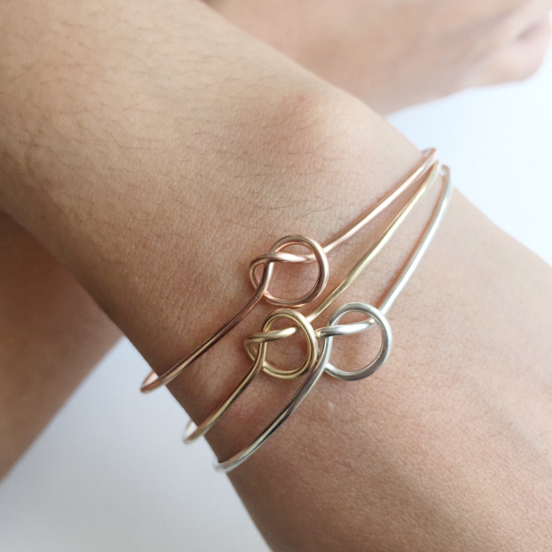 Gold Love Knot Bracelets / Tie the Knot Bangle / Bridesmaids Gifts ...