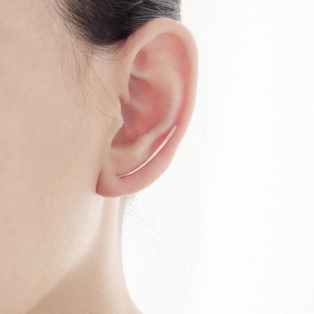 Curved Bar Ear Climbers / Rose Gold Ear Cuff / Rose Gold Bar / Gold ...
