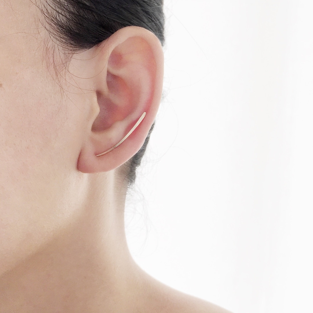 Gold Bar Ear Climbers / Gold Ear Cuff / Gold Bar Earrings / 14k Gold ...