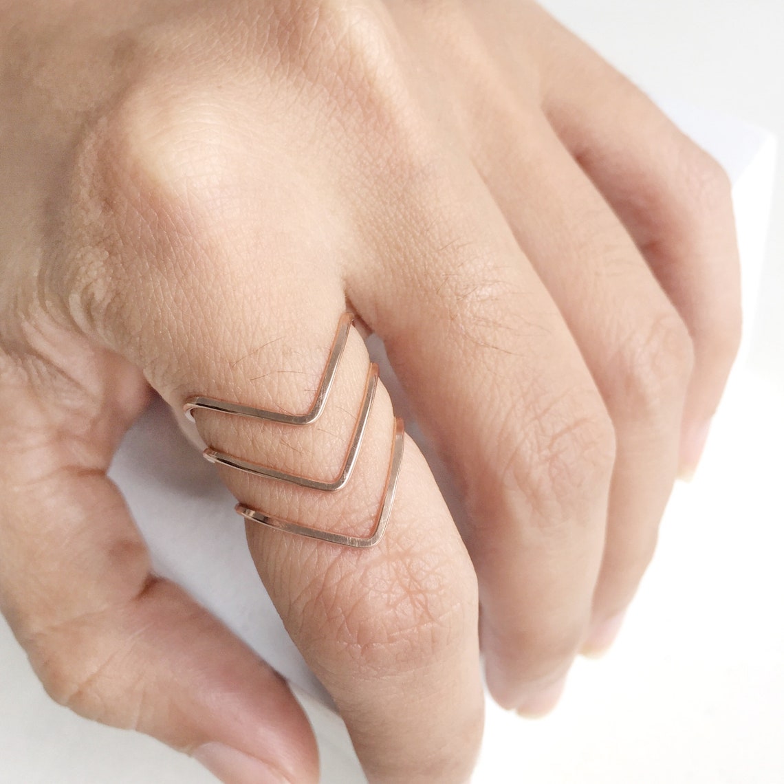 Chevron Midi Rings / Gold Above Knuckle Rings / Set of 2 Midi - Etsy