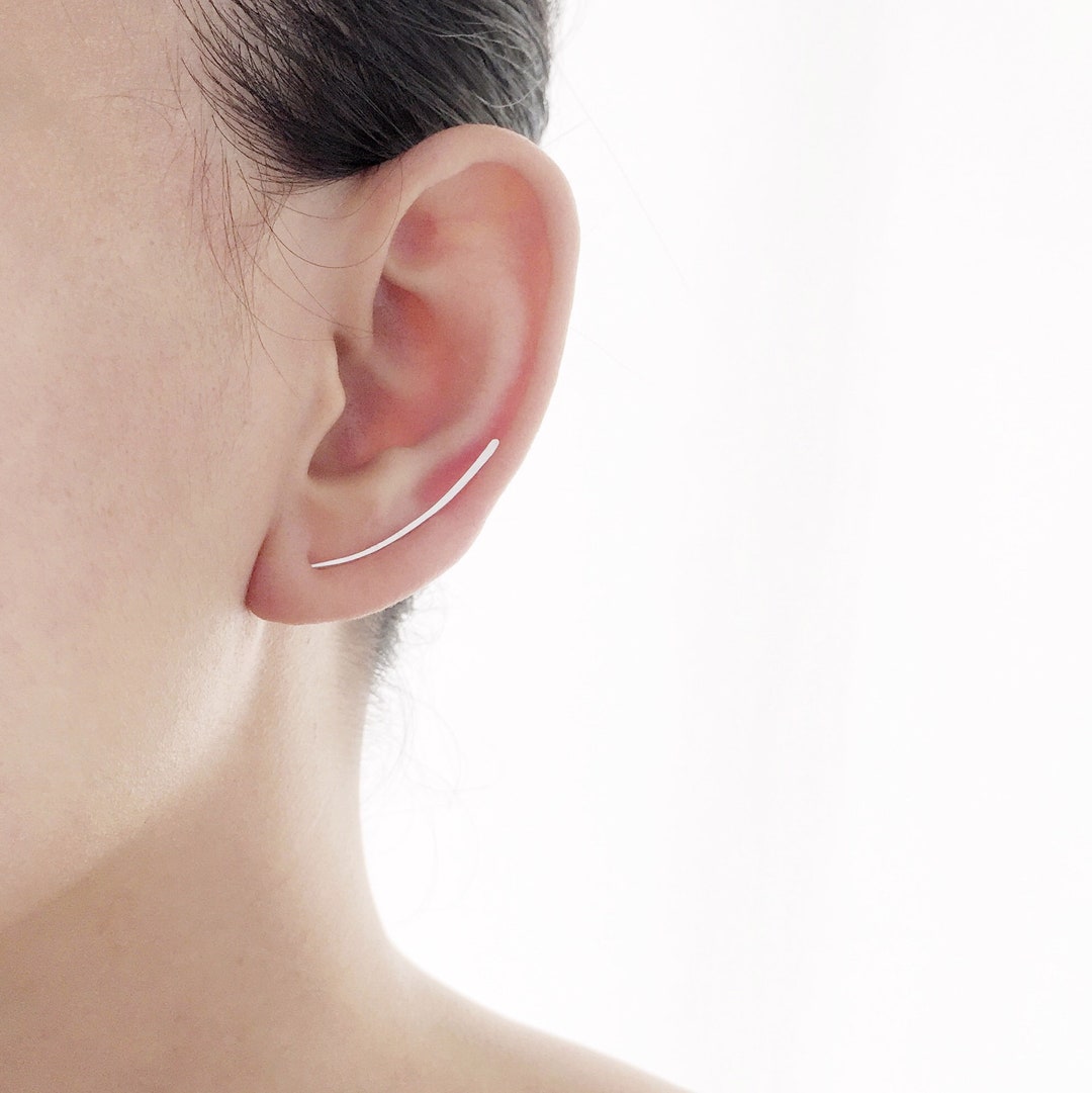 Silver Bar Ear Climbers / Silver Ear Cuff / Silver Bar Earrings / Gold ...