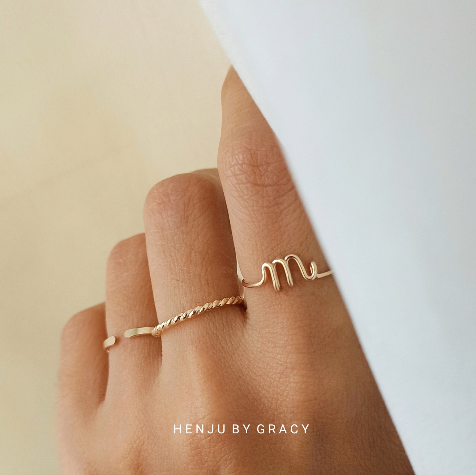 M Initial Ring in Gold / Gold M Ring / Personalized Initial / - Etsy