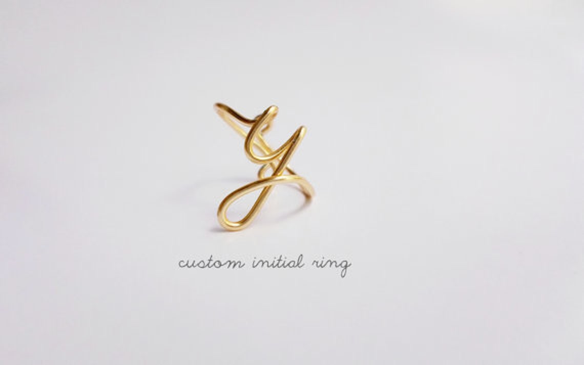 M Initial Ring in Gold / Gold M Ring / Personalized Initial / - Etsy