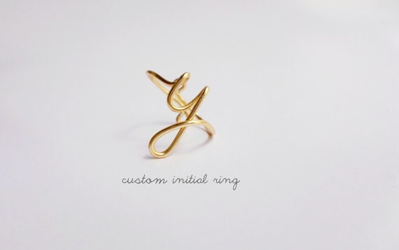 M Initial Ring in Gold / Gold M Ring / Personalized initial / | Etsy
