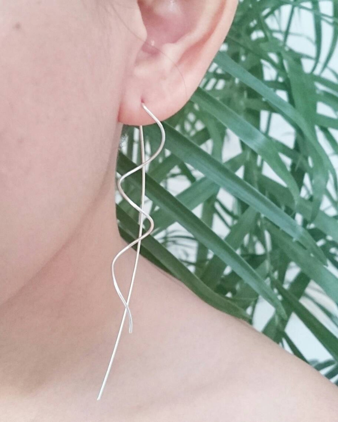 Extra Long Curly Earrings / Curly Ear Threaders / Silver / - Etsy