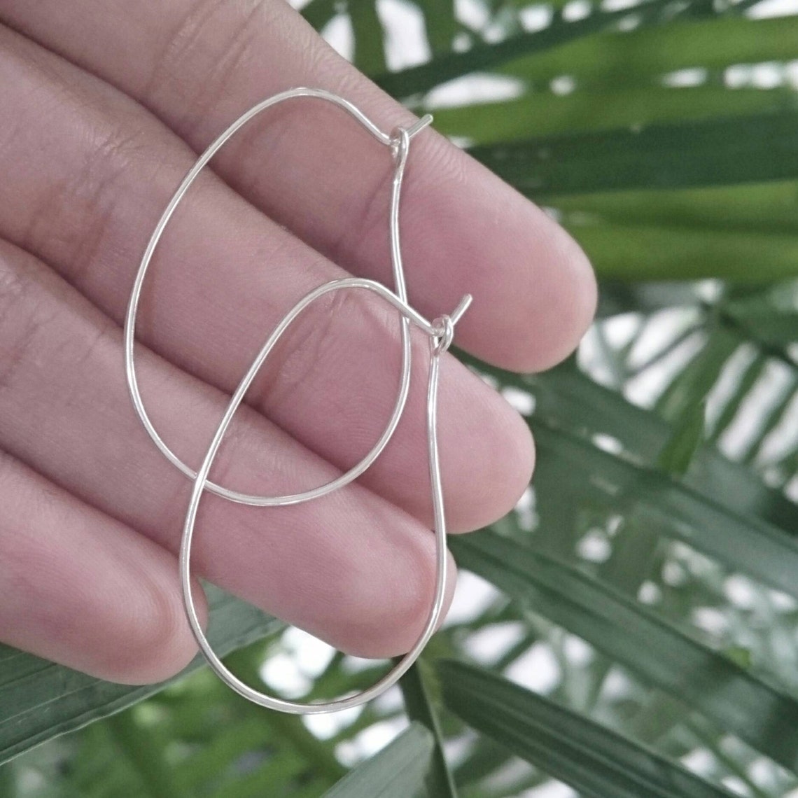 Curvy Hoops Earrings / Organic Shape Hoops / Silver Minimalist Earrings ...
