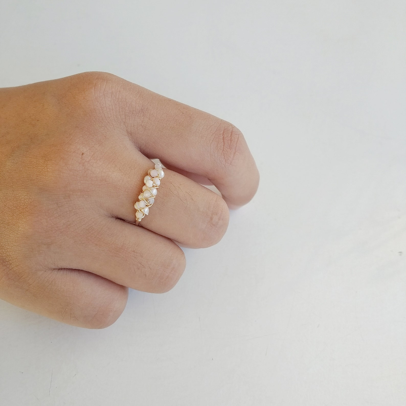 Gemstone Bubble Ring Adjustable / Wire Wrapped Cat's Eyel - Etsy