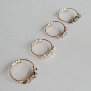 Gemstone Bubble Ring Adjustable / Wire Wrapped Cat's Eyel Ring / Multi ...