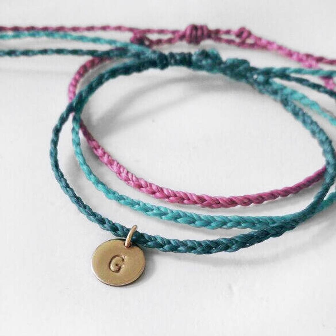 Custom Initial Nylon Bracelet/ Waterproof String Bracelet/ Waxed Nylon ...