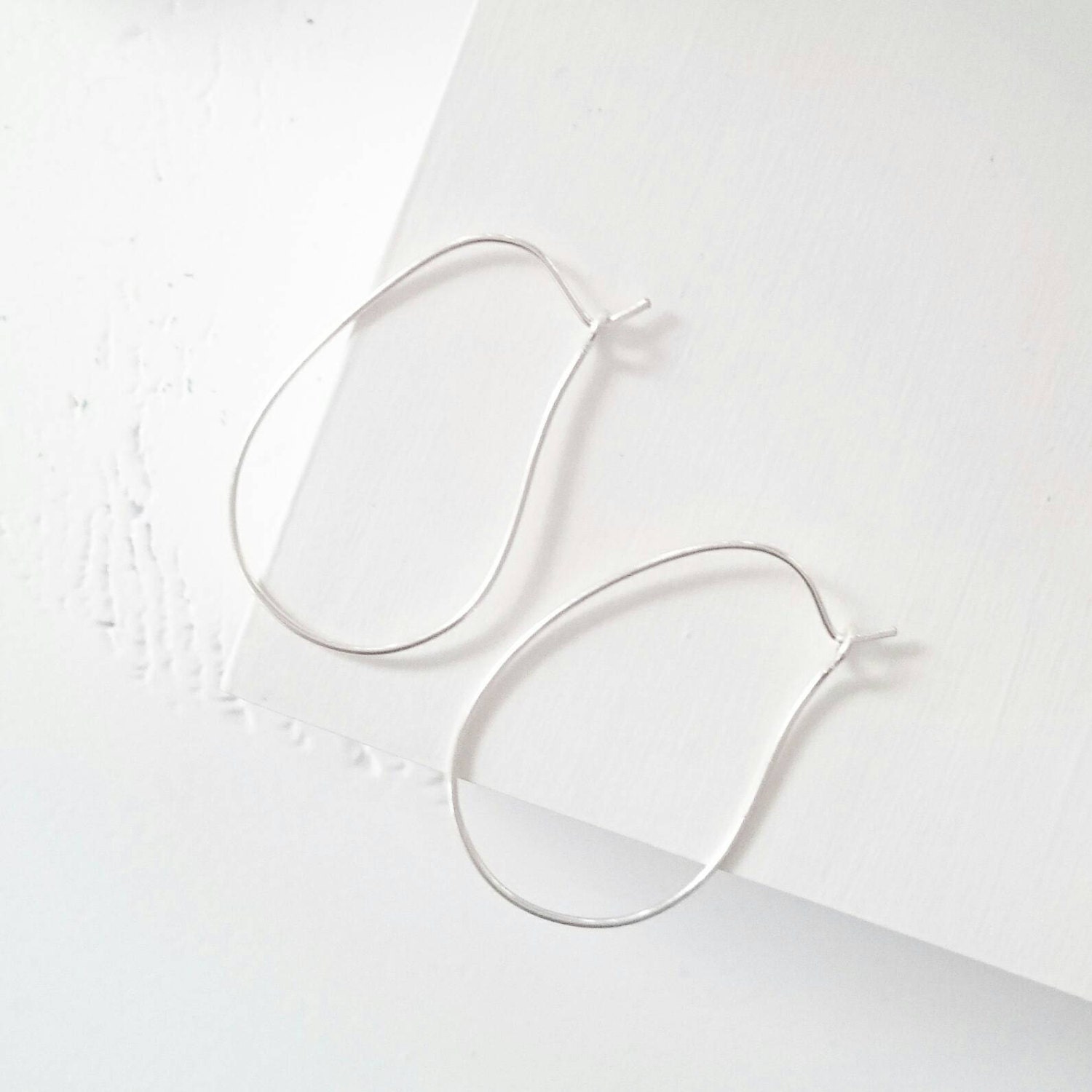 Curvy Hoops Earrings / Organic Shape Hoops / Silver Minimalist Earrings ...