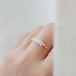 Gemstone Bubble Ring Adjustable / Wire Wrapped Pink Opal Pearl Ring ...