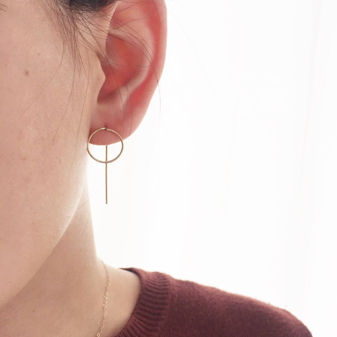 Minimal Circle Ear Jacket Earrings/ Karma Earrings/ Circle Earrings ...