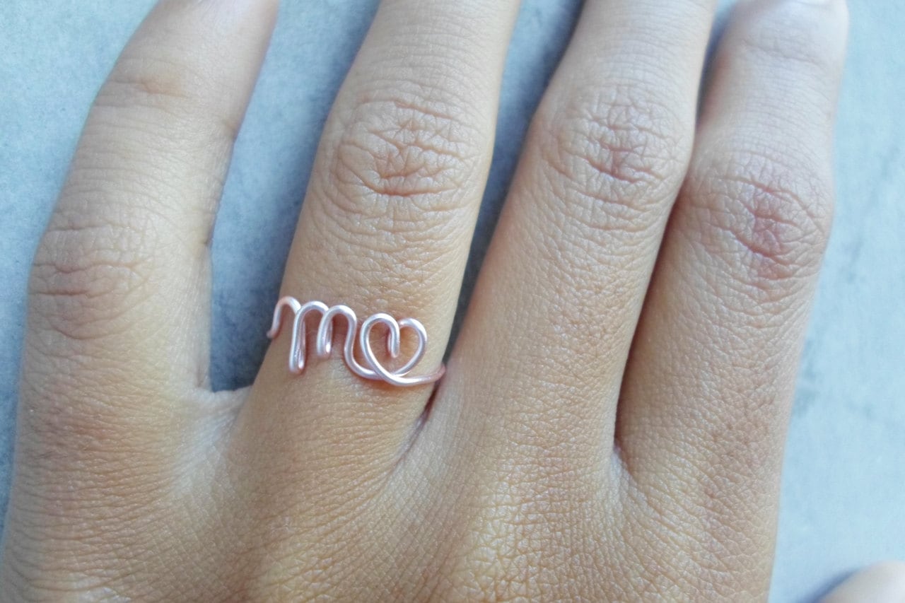 Personalized Initial and Heart / Initial and Heart Ring / - Etsy