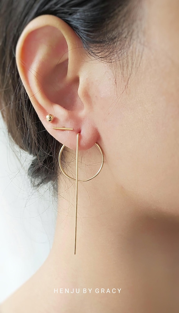 Long round earrings store
