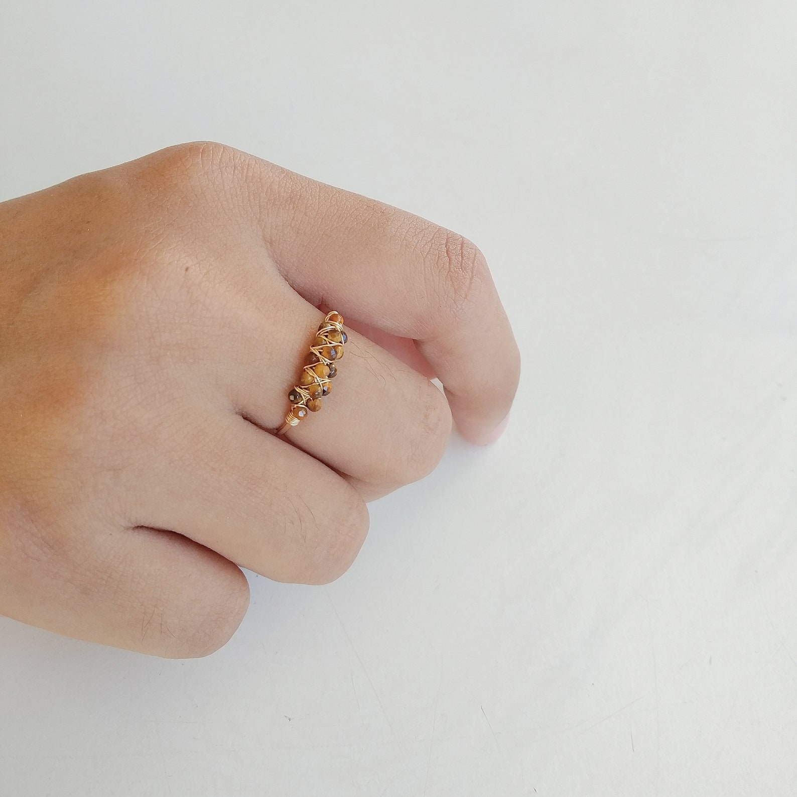 Gemstone Bubble Ring Adjustable / Wire Wrapped Cat's Eyel - Etsy