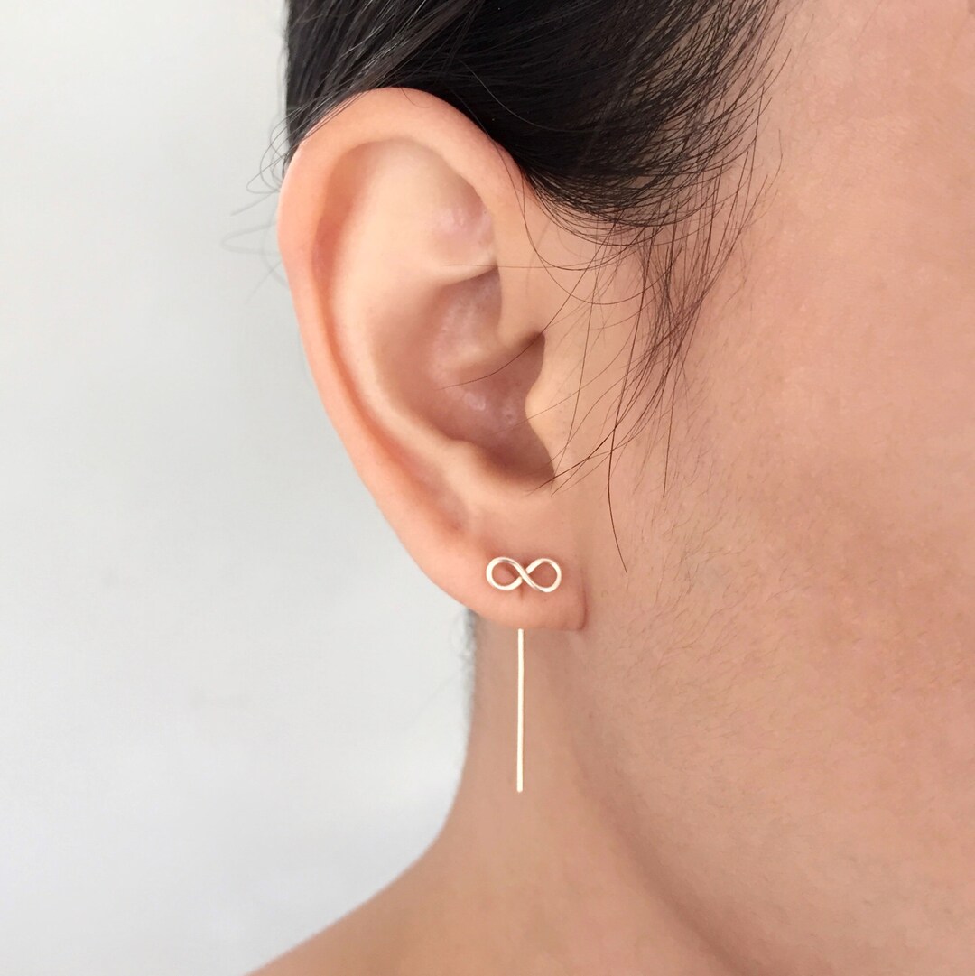 Infinity Ear Jackets / Ear Jackets Gold / Simple Gold Infinity Earrings ...