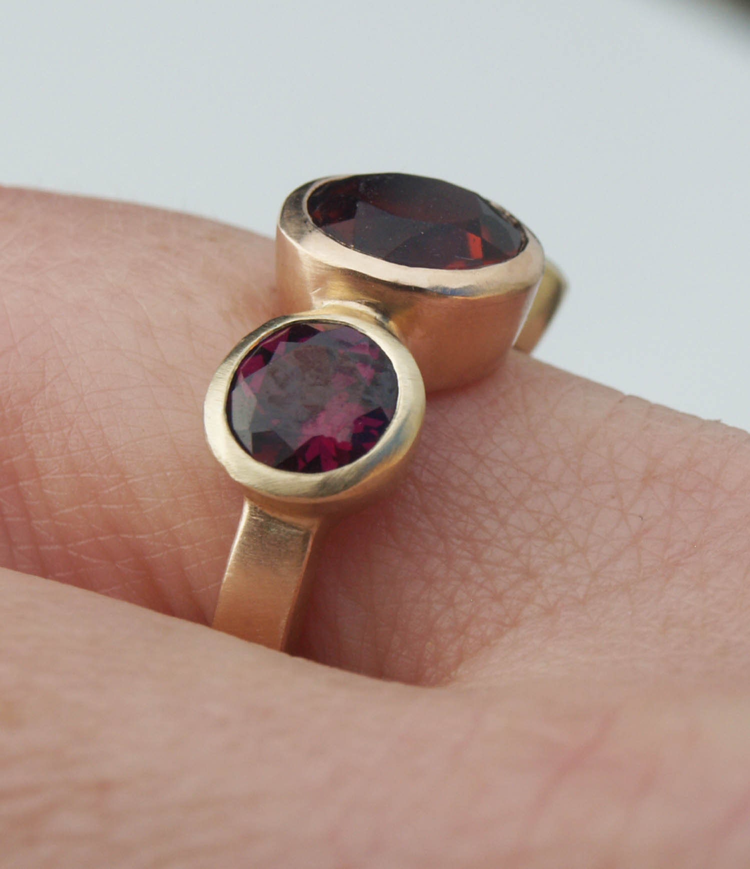 Garnet Trilogy Ring in Recycled Gold - Etsy