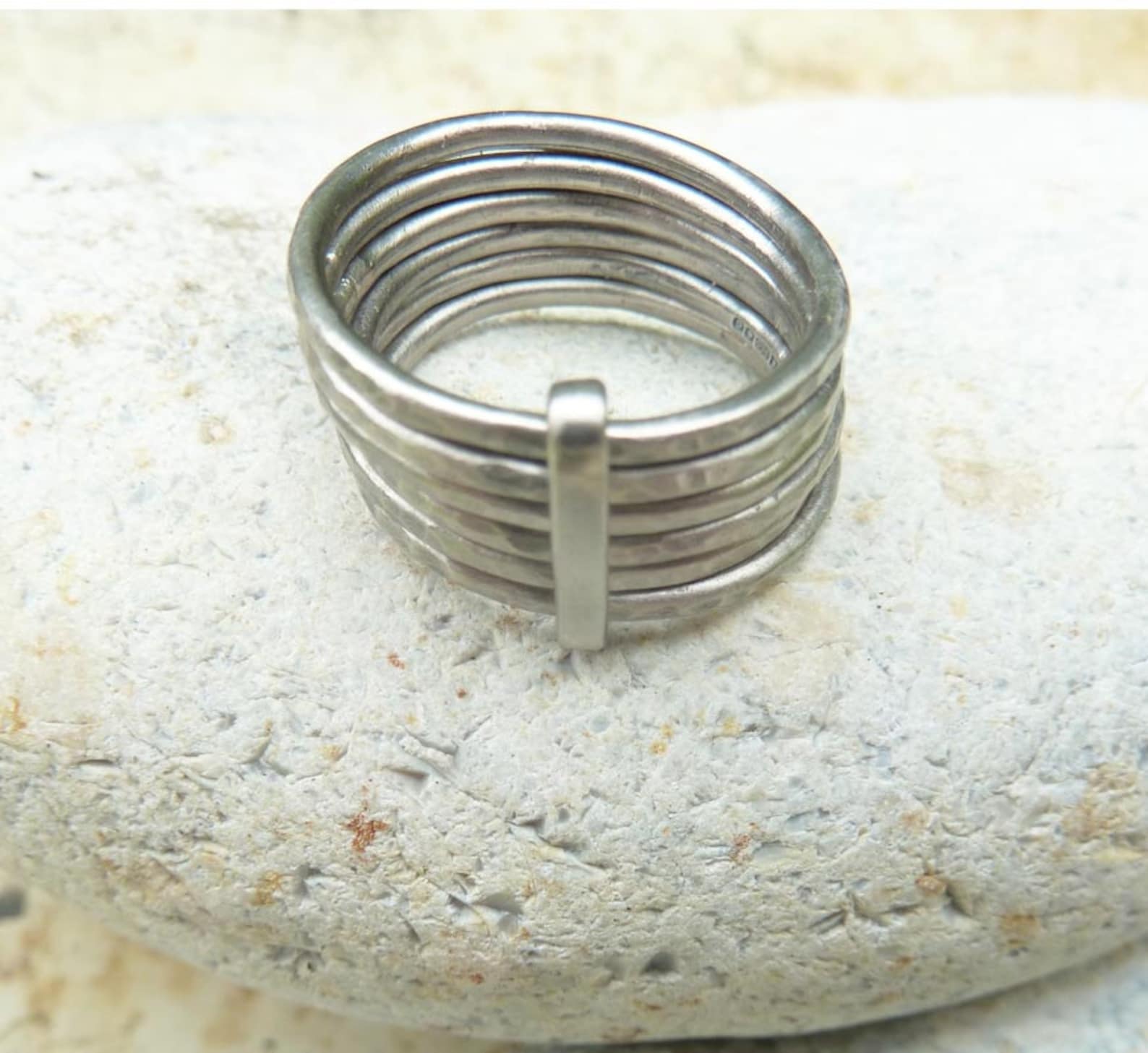 Platinum Hammered Stacking Ring - Etsy