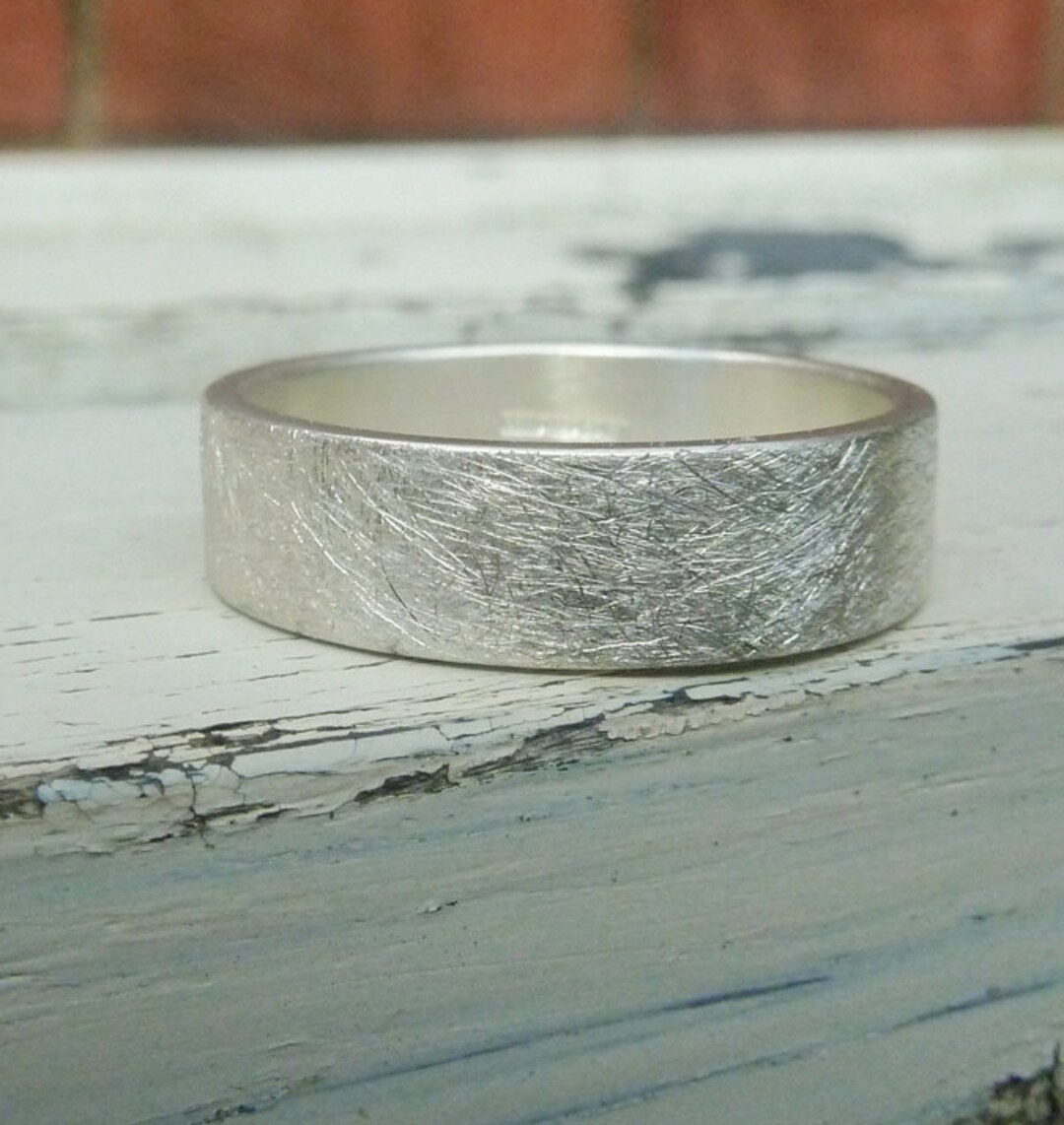 Handmade 6mm Sterling Silver Wedding Band: Scratch Finish Ring - Etsy
