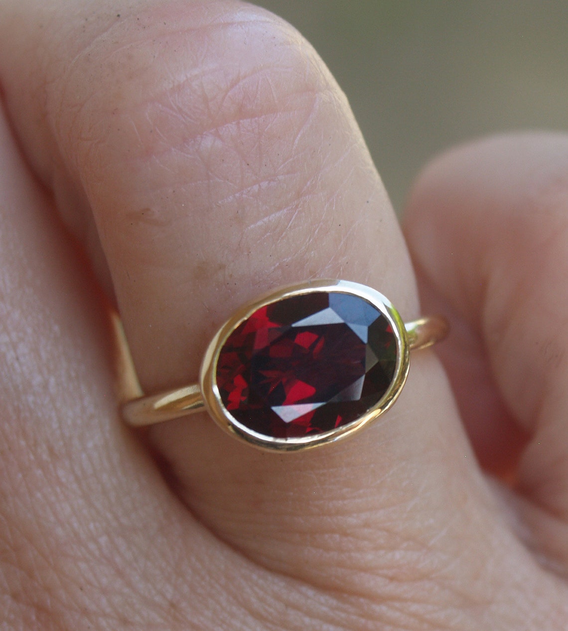Garnet Gold Stacking Ring | Etsy UK