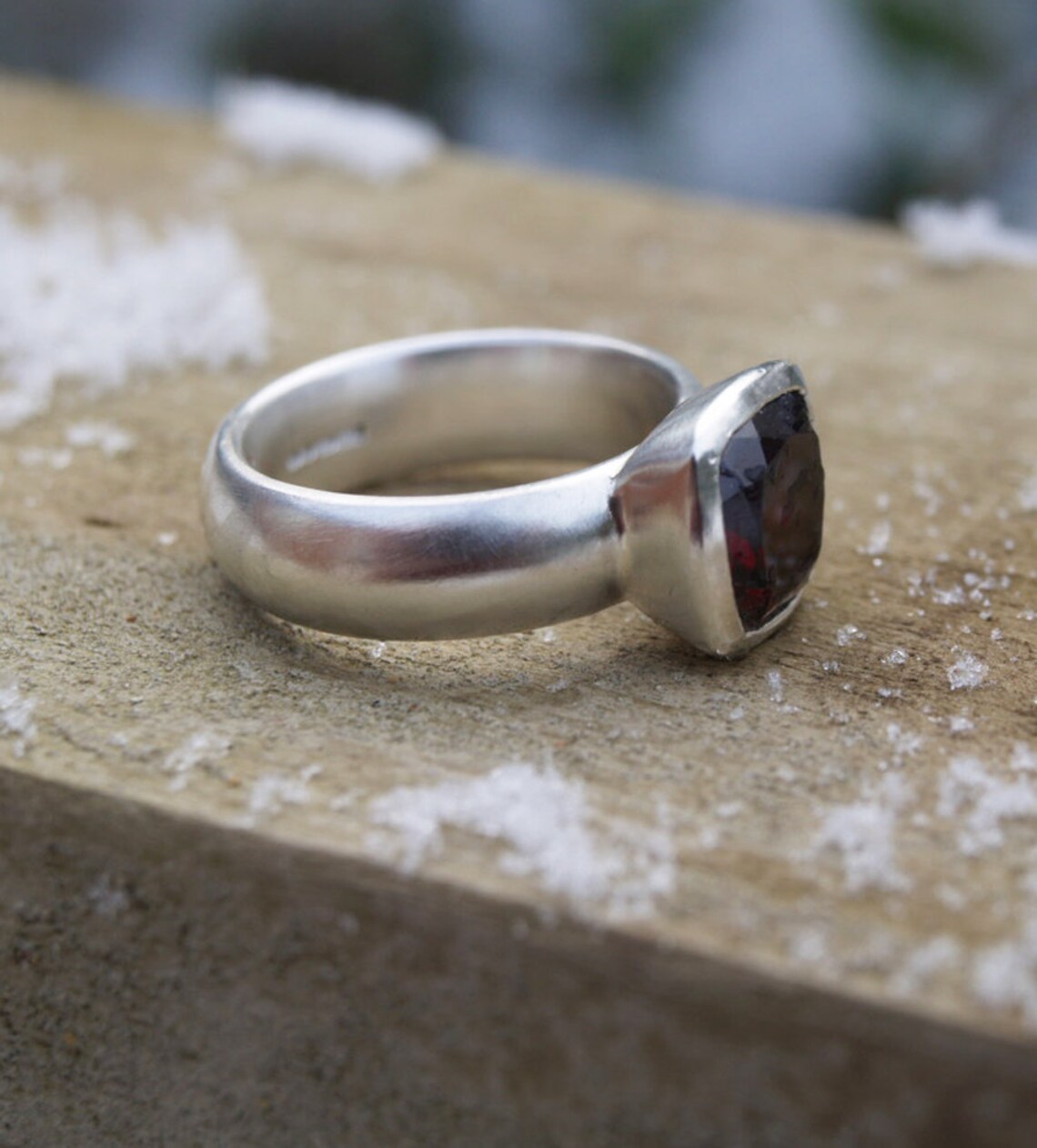 Large Garnet Ring Cushion Cut Garnet Ring | Etsy