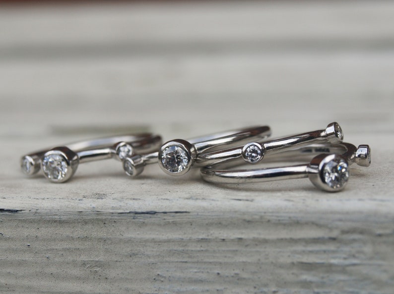 Platinum Diamond Stacking Ring Set | Etsy