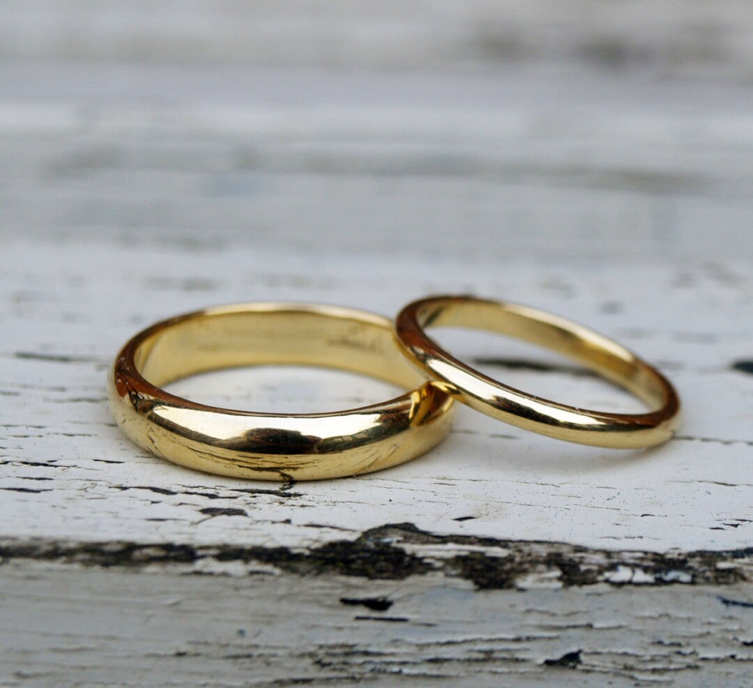 Recycled 18ct Yellow Gold Wedding Ring Set, - Etsy