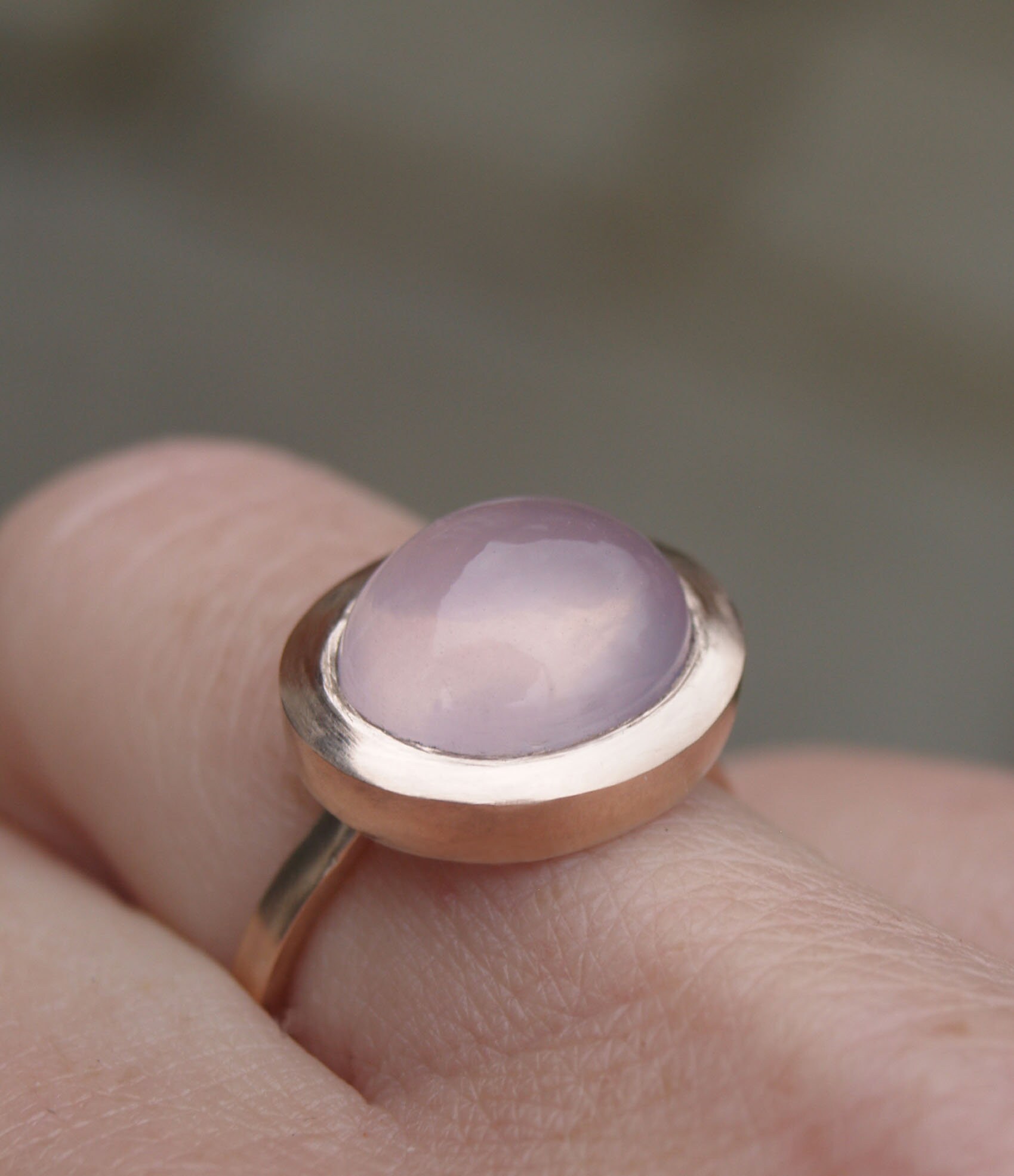 Traceable Rose Quartz Cabachon Ring - Etsy UK
