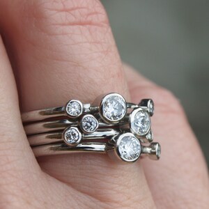 Platinum Diamond Stacking Ring Set - Etsy