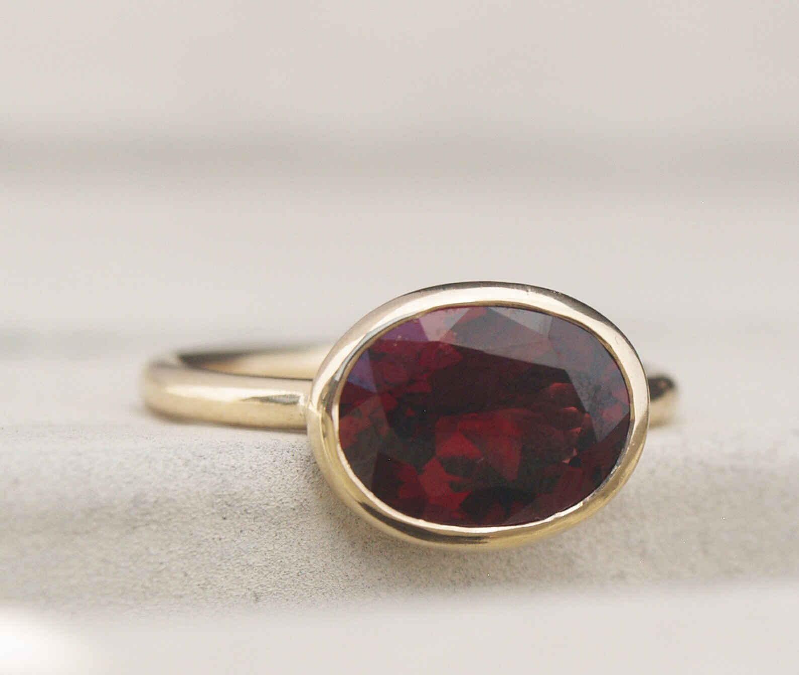 Garnet Gold Stacking Ring - Etsy UK