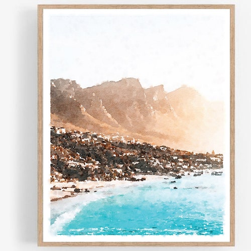 Cape Town South Africa Clifton Beach Watercolor Painting - Etsy