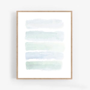 Abstract Print Set of 2, Watercolor Wash Lines Printable Digital ...