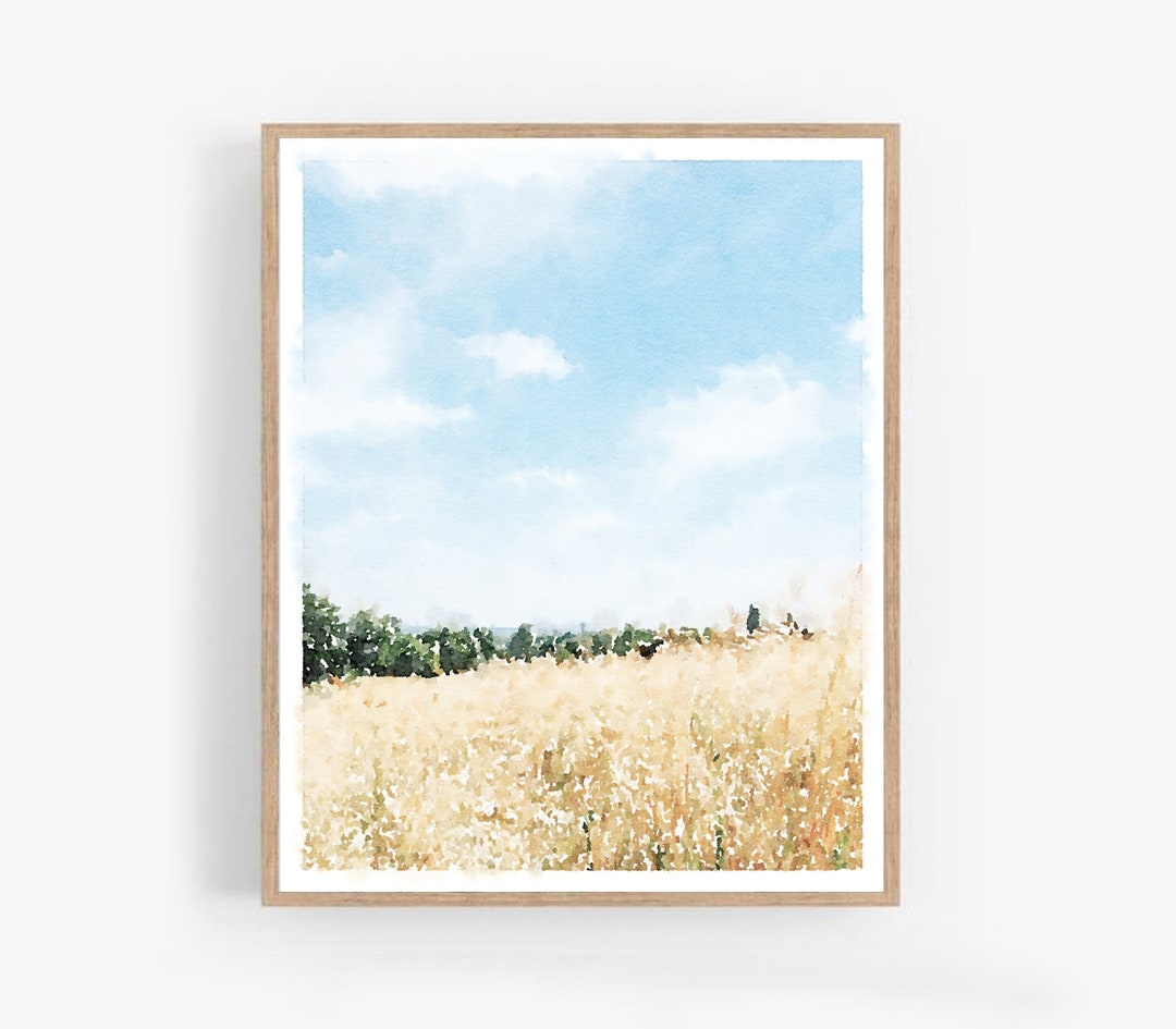 Prairie Landscape Painting Watercolor Printable, Modern Farmhouse Print ...